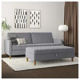 3-Sitzer DOREL HOME "Presley", grau, B:203cm H:83cm T:83cm, Veloursstoff 100% Polyester, Sofas, Sofa mit Bett-Funktion und verstellbarer R&uuml;ckenlehne