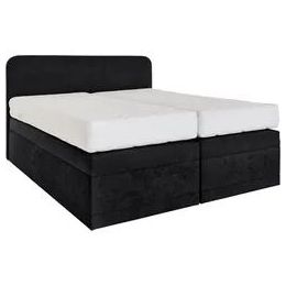 Boxspringbett, schwarz, B:195cm L:212cm, Box und Kopfteil: Microvelours (100% Polyester) oder Kunstleder (Polyurethan);Bezug der Obermatratze: 100% Polyester, Westfalia Schlafkomfort, Komplettbetten, Boxspringbett, wahlweise mit Bettkasten