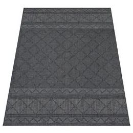 Teppich Paco Home "Vermont 191", grau (anthrazit), B:240cm H:4mm L:340cm, Polypropylen, Teppiche, Teppich, Flachgewebe, modernes Design mit Rauten, gesteift, Outdoor geeignet