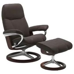 Relaxsessel stressless "Consul", braun (braun batick), B:91cm H:102cm T:79cm, Leder BATICK: BATICK ist ein leicht korrigiertes, durchgef&auml;rbtes und genarbtes M&ouml;belleder, bei dem die meisten Unebenheiten und Spuren in der Regel entfernt wurden.;Leder PALOMA: PALOMA ist ein durchgef&auml;rbtes Semianilin-M&ouml;belleder mit nat&uuml;rlicher Narbung.;ROHLEDER Stoff Q2 FARON: Ein fester zuverl&auml;ssiger Boucl&eacute; mit einem
