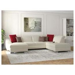 Sit & More Wohnlandschaft SIT & MORE "Dundee U-Form", beige (creme), B:338cm H:86cm T:219cm, Sofas, Wohnlandschaft, mit Federkern und Edelstahlf&uuml;&szlig;en, wahlweise mit Kopfteilverstellung
