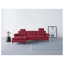 Ecksofa Home Affaire "Birkholm L-Form", rot (bordeaux), B:267cm H:83cm T:174cm, 100% Polyester, Sofas, Ecksofa, Armlehnverstellung, auch in Easy Clean Bezug - mit Wasser zu reinigen