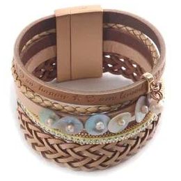 Armband "Iraya", Damen, Gr. Leder, beige, Collezione Alessandro, Armb&auml;nder Armband