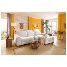 Ecksofa Home Affaire "Dundee L-Form", beige (creme), B:264cm H:86cm T:170cm, Luxus-Microfaser Florence (100% Polyester);Struktur fein (100% Polyester);Luxus-Microfaser Lederoptik (100% Polyester), Sofas, Ecksofa, wahlweise mit Kopfteilverstellung und zus&auml;tzlich mit Bettfunktion