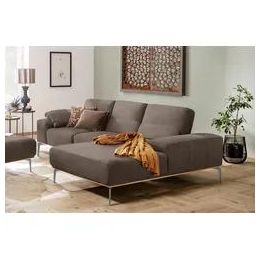 Ecksofa W.Schillig "run, Designsofa mit tollem Sitzkomfort, bequem, L-Form", braun (stone w82), B:279cm H:88cm T:178cm, Longlife Xtra-Leder Z73: Naturwalkleder der Luxusklasse aus den erlesensten Rohh&auml;uten. Hautst&auml;rke 1, 1 &ndash; 1, 3 mm;ROHLEDER Jacquard-Flachgewebe Q2 W60 (63% Polyester, 37% Polyacryl);ROHLEDER Chenille-Flachgewebe Q2 W77 (68% Polyacryl, 32% Polyester);Stoff S37 (100% Polyester), Sof