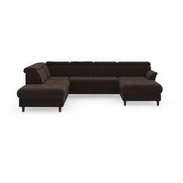Sit & More Wohnlandschaft SIT & MORE "Marano U-Form", braun (espresso), B:304cm T:216cm, 98% Polyester, 2% Polyamid, Sofas, Wohnlandschaft, inklusive Kopfteilverstellung, wahlweise mit Bettfunktion, Bettkasten