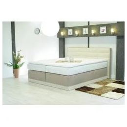 Boxspringbett, beige (creme, beige), B:214cm L:216cm, Bezug von Kopfteil und seitliche Einfassung von Unterbau aus kuschelweichem und strapazierf&auml;higem Microfaser (100% Polyester);Bezug der Obermatratze: 100% Polyester, Diolenwatte und Vlies aus 100% Polyester, Westfalia Schlafkomfort, Komplettbetten, Boxspringbett
