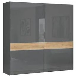 Kleiderschrank OTTO HOME "Onyx, Schwebet&uuml;renschrank inklusive Innenleben, FSC-zertifiziert", grau (anthrazit, walnussfarben), B:230cm H:224cm T:61cm, Holzwerkstoff, Schr&auml;nke, Kleiderschrank, UV lackiert, hochgl&auml;nzend anthrazit, mit Soft-Close Funktion