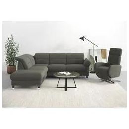 Sit & More Ecksofa SIT & MORE "Grenoble L-Form mit Federkern", grau (anthrazit), B:247cm H:85cm T:222cm, Sofas, Ecksofa, wahlweise mit Bettfunktion, Bettkasten, Arm- und Kopfteilverstellung