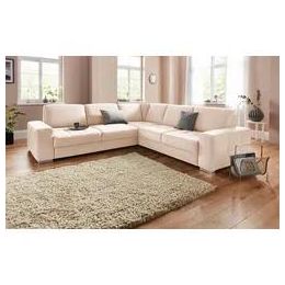 Sit & More Ecksofa SIT & MORE "Santorini L-Form", beige (creme), B:276cm H:82cm T:271cm, Struktur (100% Polyester);Struktur fein (95% Polyester, 5% Polyamid), Sofas, Ecksofa, mit Federkern und Sitztiefenverstellung, wahlweise mit Bettfunktion