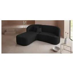 Ecksofa "Dilara L-Form", schwarz, B:200cm H:87cm T:165cm, Struktur fein 100% Polyester);Samtoptik (100% Polyester);Boucl&eacute; (100% Polyester), LeGer Home by Lena Gercke, Sofas, Ecksofa, gerundete R&uuml;ckenlehne und Front, in 3 Bezugsqualit&auml;ten