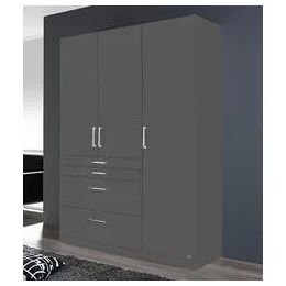 Kleiderschrank Rauch "Harburg Dreht&uuml;renschrank Schlafzimmerschrank mit viel Stauraum", grau (graumetallic), B:136cm H:197cm T:54cm, Holzwerkstoff, Schr&auml;nke, Kleiderschrank, oberste Schublade mit praktischer Facheinteilung MADE IN GERMANY