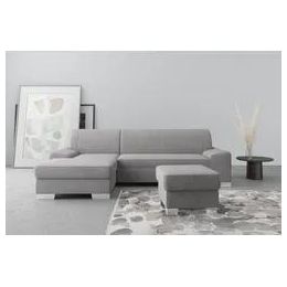 Ecksofa DOMO collection "Anzio L-Form, whlw. Bettfunktion, Federkern, hochwertig, Breite 271 cm", grau, B:271cm H:85cm T:160cm, Sofas, Ecksofa, Ohne Bettfunktion, Recamiere links, Samtoptik, grau