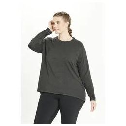 Langarmshirt Q BY ENDURANCE "CIHERA MELANGE", Damen, Gr. 50, schwarz, 95% Viskose, 5% Elasthan, meliert, normal, Rundhals, Shirts Langarmshirt, mit toller Atmungsaktivit&auml;t