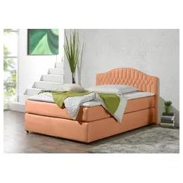 Boxspringbett Maintal, orange (terra), Liegefl&auml;che B/L: 100cm x 200cm, H2 + H2, 7-Zonen-Kaltschaummatratze, Seitliche Einfassung Unterbox und Obermatratze: Mikrovelours (100% Polyester);Spiegelfl&auml;che der Unterbox und Obermatratze: 100% Polyester, Komplettbetten, Boxspringbett, in diversen Ausf&uuml;hrungen