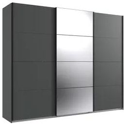 Schwebet&uuml;renschrank wimex "Norderstedt", grau (graphit, spiegel), B:270cm H:236cm T:64cm, Schr&auml;nke, Schwebet&uuml;renschrank, INKLUSIVE 2 Stoffboxen und 2 zus&auml;tzliche Einlegeb&ouml;den, mit Spiegel