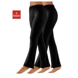 Jazzpants Vivance ACTIVE, Damen, Gr. 48/50, N-Gr, schwarz (2x schwarz), Single Jersey, Obermaterial: 95% Baumwolle, 5% Elasthan, unifarben, Basic, Basic lang, Hosen, mit leicht ausgestelltem Bein, Loungewear, Topseller