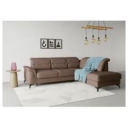 Sit & More Ecksofa SIT & MORE "Sinatra L-Form", braun (espresso), B:251cm H:85cm T:220cm, 98% Polyester, 2% Polyamid, Sofas, Ecksofa, mit Ottomane, optional mit Kopfteilverstellung und Armteilfunktion