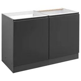 Sp&uuml;lenschrank KOCHSTATION "KS-Bruneck", grau (grau matt), B:60cm H:82cm T:60cm, Holzwerkstoff, Schr&auml;nke, Sp&uuml;lenschrank, >>Bruneck<< 120 cm breit, f&uuml;r viel Stauraum, hochwertige MDF-Fronten