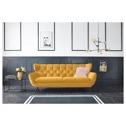 3-Sitzer 3C Candy "Beatrice, extravagantes Megasofa, bequem, K&uuml;chensofa, Breite 225cm", gelb (curry), B:225cm H:94cm T:95cm, Samt-Optik (100% Polyester), Sofas, mit R&uuml;ckensteppung im Rautenmuster, Samt Optik, auch in Fellimitat