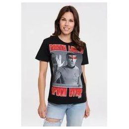 T-Shirt logoshirt "Star Trek - Spock, Party", Damen, Gr. L, schwarz, 100% Baumwolle, bedruckt, normal, Rundhals, Shirts T-Shirt, mit lizenziertem Print