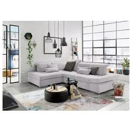 Ecksofa "SO 4100 mit komfortablen Federkern und Kopfteilverstellung", silber (silber 45), B:291cm H:80cm T:226cm, SET ONE BY Musterring, Sofas, Ecksofa, wahlweise mit Bettfunktion und Sitztiefenverstellung, L-Form