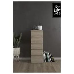 Highboard Inosign "Naia, Hochkommode, 5 Schubladen, Aufbewahrung, grifflose Front", braun (jackson hickory), B:40,4cm H:111,3cm T:50cm, Spanplatte, Sideboards, Highboard, Modern, skandinavisches Design, Schmal, in mehrere Farben