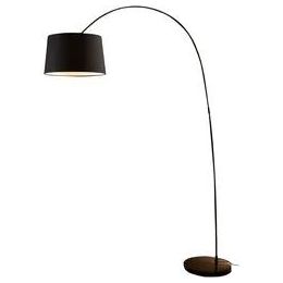 Salesfever Bogenlampe "Kaspars", schwarz, 1, &Oslash; 40cm H: 205cm, 1 Stk., Leuchten, mit Dimmschalter, echter Marmorfu&szlig;, Bogenlampe