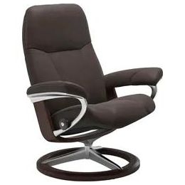 Relaxsessel stressless "Consul", braun (braun batick), B:82cm H:102cm T:72cm, Leder BATICK: BATICK ist ein leicht korrigiertes, durchgef&auml;rbtes und genarbtes M&ouml;belleder, bei dem die meisten Unebenheiten und Spuren in der Regel entfernt wurden.;Leder PALOMA: PALOMA ist ein durchgef&auml;rbtes Semianilin-M&ouml;belleder mit nat&uuml;rlicher Narbung.;ROHLEDER Stoff Q2 FARON: Ein fester zuverl&auml;ssiger Boucl&eacute; mit einem
