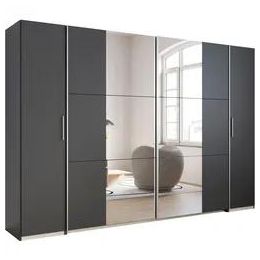 Schwebet&uuml;renschrank Rauch "Kleiderschrank Dreht&uuml;renschrank Schrank Garderobe KRONACH TOPSELLER", grau (graumetallic, griffleisten alu, mit 2 spiegel), B:311cm H:210cm T:59cm, Holzwerkstoff, Schr&auml;nke, Schwebet&uuml;renschrank, Kombischrank optional mit 1 oder 2 Spiegel viele B&ouml;den MADE IN GERMANY