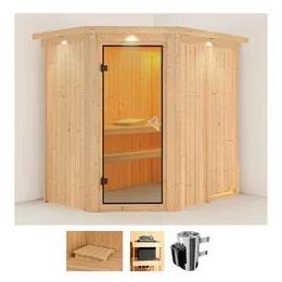 Sauna Karibu "Swantje", beige (naturbelassen), Saunaofen, integrierte Steuerung, 3,6 kW, Saunen, Ofen 3,6 kW intgr. Strg