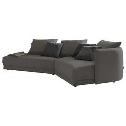 Ecksofa DESIGNWERK "New York L-Form, anmutendes Designsofa", grau (dunkelgrau), B:333cm T:179cm, 100% Polyester, Sofas, Ecksofa, mit moderner R&ung im R&uuml;cken