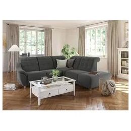 Ecksofa Home Affaire "Boston L-Form", grau, B:272cm, Struktur (100% Polyester);Luxus-Microfaser Florence (100% Polyester);Chenille (100% Polyester);NaturLEDER (reines Rindsleder), Sofas, Ecksofa, Kopfteilverstellung an jeder Sitzfl&auml;che, wahlweise Relaxfunktion