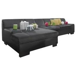 Ecksofa DOMO collection "Norma Top, elegant, flache Armlehnen, bequem, Breite 268cm, L-Form", schwarz, B:268cm H:74cm T:153cm, Struktur (90% Polyester, 10% Polyacryl);Mosel Struktur (100% Polyester);Kunstleder SOFTLUX;Microfaser-PRIMABELLE (100% Polyester);NaturLEDER in Sitz und R&uuml;cken. Korpus in passendem Kunstleder SOFTLUX bezogen, Sofas, Ecksofa, wahlweise mit Bettfunktion