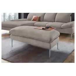 Hocker W.Schillig "enjoy&MORE", grau (stone r66), B:106cm H:45cm T:71cm, Chenille-Flachgewebe R66 (85% Polyester, 15% Nylon);Longlife Xtra-Leder Z59: Glattleder mit modischer Pr&auml;gung. Hautst&auml;rke 0, 9 - 1, 1 mm;Stoff S37 (100% Polyester), Hocker, Hocker, F&uuml;&szlig;e silber matt, Breite 106 cm