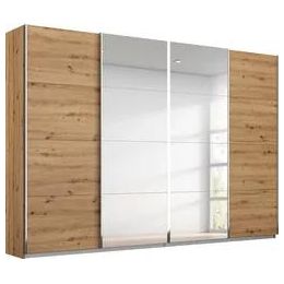 Schwebet&uuml;renschrank Rauch "Kleiderschrank Schrank Garderobe W&auml;scheschrank Ankleide SYNCRONO", braun (eichefarben artisan, spiegel), B:271cm H:211cm T:62cm, Holzwerkstoff, Schr&auml;nke, Schwebet&uuml;renschrank, Mittelt&uuml;ren mit praktischer Synchron-&Ouml;ffnung MADE IN GERMANY