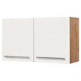 H&auml;ngeschrank KOCHSTATION "KS-Wien", wei&szlig; (wei&szlig;, wotaneiche), B:100cm H:57cm T:34cm, Holzwerkstoff, Schr&auml;nke, H&auml;ngeschrank