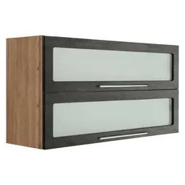 Glash&auml;ngeschrank KOCHSTATION "KS-Samos", grau (beton oxid, wotaneichefarben), B:110cm H:57cm T:34cm, Schr&auml;nke, Glash&auml;ngeschrank, mit 2 Klappen