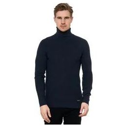 Rollkragenpullover Rusty Neal, Herren, Gr. XXL, blau (petrol), 82% Polyacryl, 10% Polyamid, 8% Elasthan, unifarben, normal, hoch geschlossener Ausschnitt, Pullover Rollkragenpullover, mit stilvollem Hochkragen