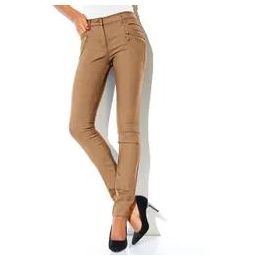 Stretch-Hose Heine, Damen, Gr. 18, Kurzgr&ouml;&szlig;en, braun (camel), 48% Baumwolle, 45% Polyester, 7% Elasthan, Miedereinsatz:15% Elasthan, 85% Polyamid, unifarben, lang, Hosen