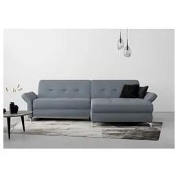 Ecksofa Home Affaire "Maredo L-Form", blau (graublau), B:284cm H:89cm T:179cm, 100% Polyester, Sofas, Ecksofa, Federkern, wahlweise auch mit Kopfteil- und Armlehnverstellung