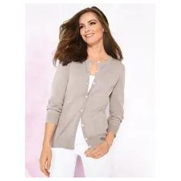 Strickjacke Classic Basics, Damen, Gr. 52, beige, 100% Baumwolle, unifarben, figurumspielend, Strickjacken Strickjacke, Topseller