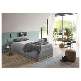 Polsterbett "Texel", grau, B:126cm H:34cm L:206cm, Bezug Bett: Veloursstoff 100% Polyester oder Microfaser (100% Polyester);Bonnell-Federkernmatratze: 51% Polypropylen, 39% Polyester und 10% Baumwolle;Kaltschaummatratze: 100% Polyester, Bezug abnehm- und waschbar bis 60C;Kissenbezug: 100% Polyester, F&uuml;llung : 100% Polyester (Hohlfaser), Westfalia Schlafkomfort, Betten, Polsterbett, Standardh&ouml;he mi