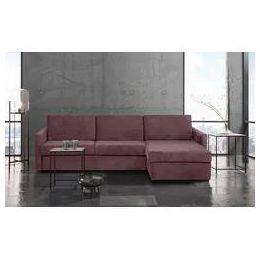 Schlafsofa Home Affaire "GOLDPOINT Ecksofa 264 cm, Liegefl&auml;che (140/200cm), L-Form", lila (beere), B:264cm H:85cm T:157cm, Stuktur weich (100% Polyester);Luxus-Microfaser (100% Polyester), Sofas, Schlafsofa, Bettfunktion, Bonell-Federkernmatratze und Dauerschl&auml;fer-Funktion