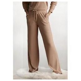 Loungehose Lascana, Damen, Gr. 32/34, N-Gr, grau (taupe), Strick, Obermaterial: 68% Polyester, 30% Viskose, 2% Elasthan, unifarben, bequem kn&ouml;chellang, Hosen Loungehose, mit weitem Bein, Loungewear