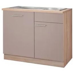 Wiho-K&uuml;chen Sp&uuml;lenschrank WIHO K&Uuml;CHEN "Montana", braun (front und korpus: tr&uuml;ffel, arbeitsplatte: sonoma eiche), B:110cm H:85cm T:60cm, Schr&auml;nke, Sp&uuml;lenschrank, 110 cm breit, inkl. T&uuml;r/Griff/Sockel f&uuml;r vollint. Geschirrsp&uuml;ler