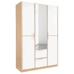 Kleiderschrank Rauch "Schrank Dreht&uuml;renschrank Garderobe Ankleide Schlafzimmer ESSENSA", wei&szlig; (struktureichefarben hell, wei&szlig;), B:136cm H:229cm T:54cm, Holzwerkstoff, Schr&auml;nke, Kleiderschrank, voll aufgelegte Spiegelt&uuml;ren, 2 gro&szlig;e Schubladen MADE IN GERMANY