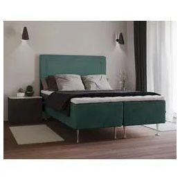 Boxspringbett Home Affaire "Hacer", gr&uuml;n (dunkelgr&uuml;n), B:121cm L:208cm, 100% Polyester, Komplettbetten, Boxspringbett, Topper, H2 oder H3 und in Breiten 70,80,90,120,140,160,180 w&auml;hlbar