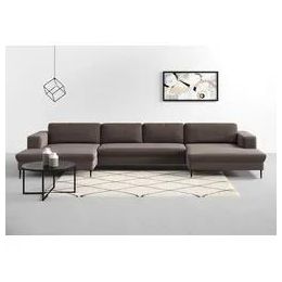 Wohnlandschaft DOMO collection "Modica U-Form aktuelles, kubisches Design mit 2 Recamieren, viel Platz", grau (taupe), B:438cm H:83cm T:173cm, Sofas, Wohnlandschaft, XXL, in moderner Optik mit, 2 gro&szlig;z&uuml;gigen Recamieren, auch in Cord