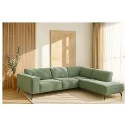 Ecksofa Home Affaire "LORCAN mit Metallf&uuml;&szlig;en, Breite 275 cm, weiches Sitzgef&uuml;hl", gr&uuml;n (mint), B:275cm H:77cm T:210cm, Struktur weich: (85% Polyester, 15% Nylon), Sofas, Ecksofa, Metallf&uuml;&szlig;e, Lederoptik, Struktur, Boucl&eacute;